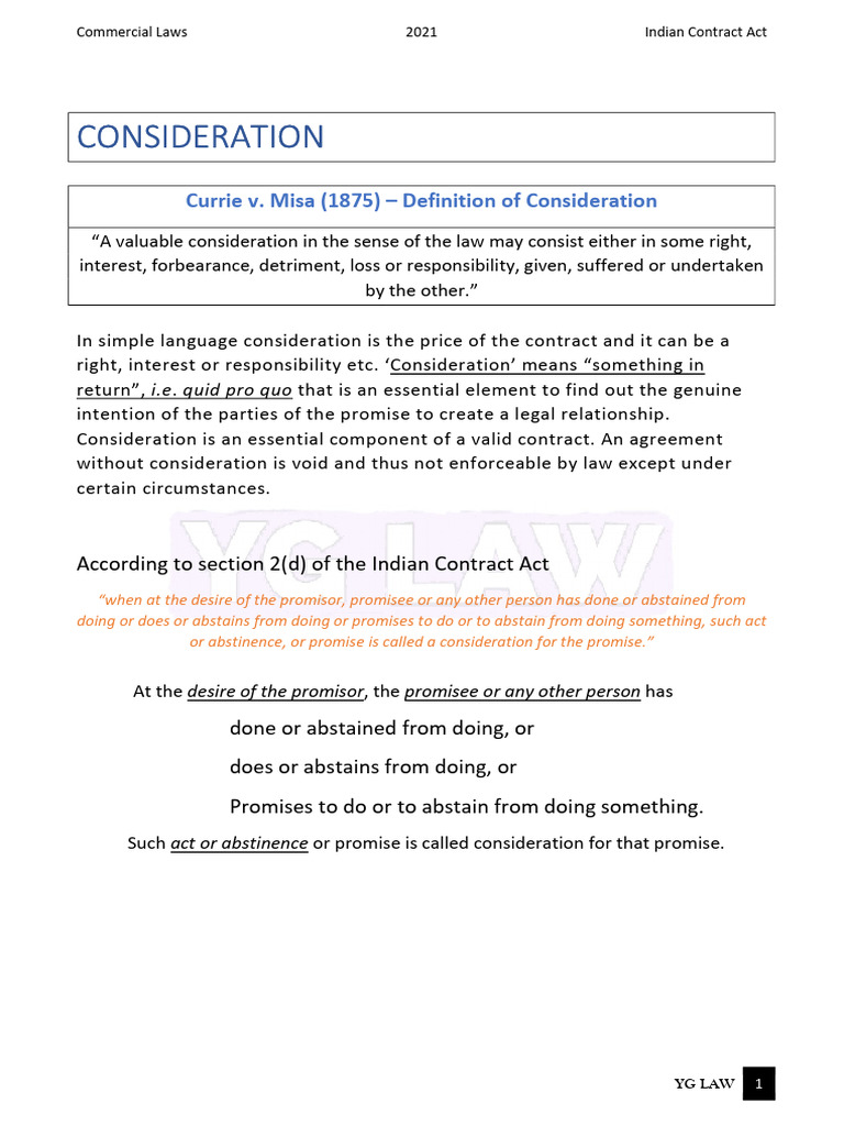Consideration - ICA - YG Notes - NET - 5284347 | PDF | Consideration ...