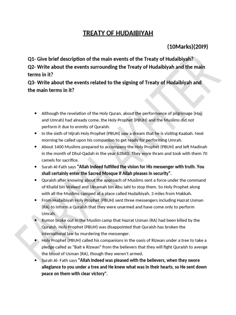 Treaty of Hudaibiyah | PDF | Muhammad | Mecca