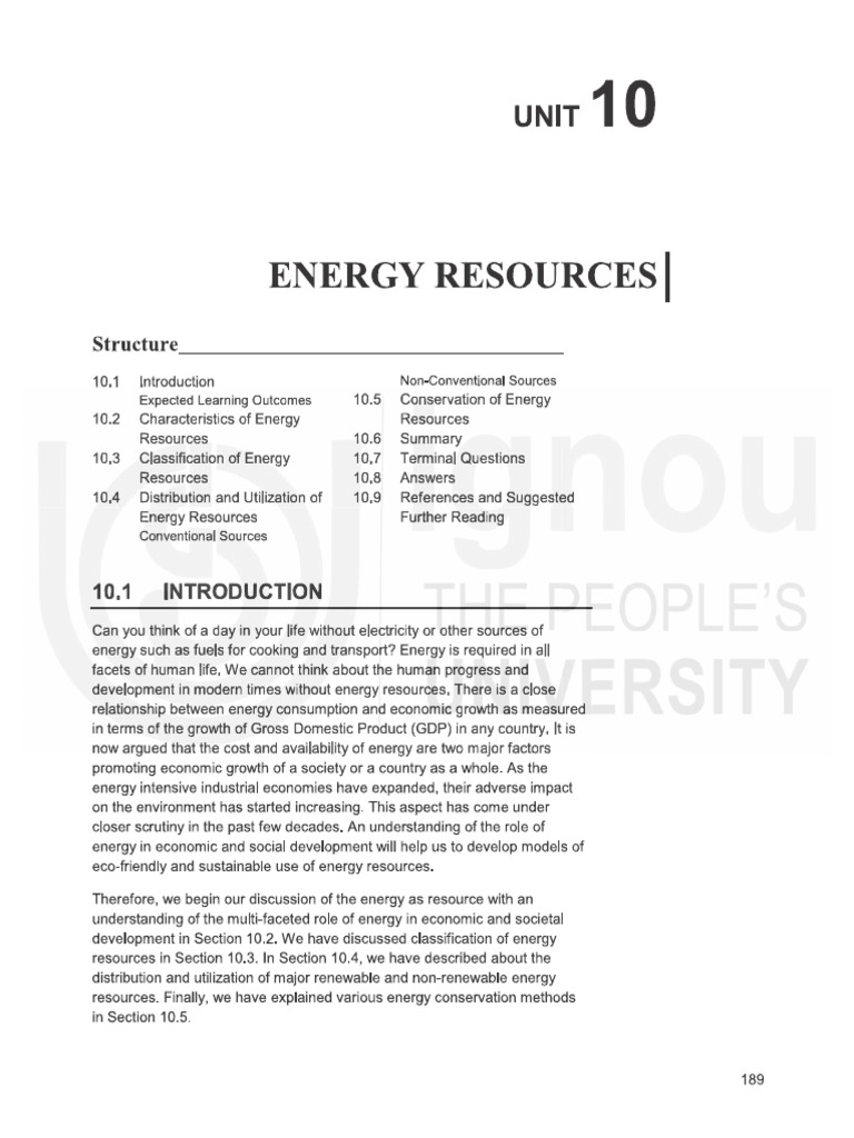 Energy Resource by IGNOU | PDF