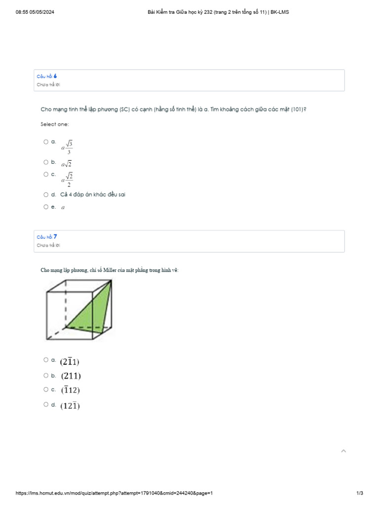 Bài Kiểm tra Giữa học kỳ 232 (trang 2 trên tổng số 11) - BK-LMS | PDF