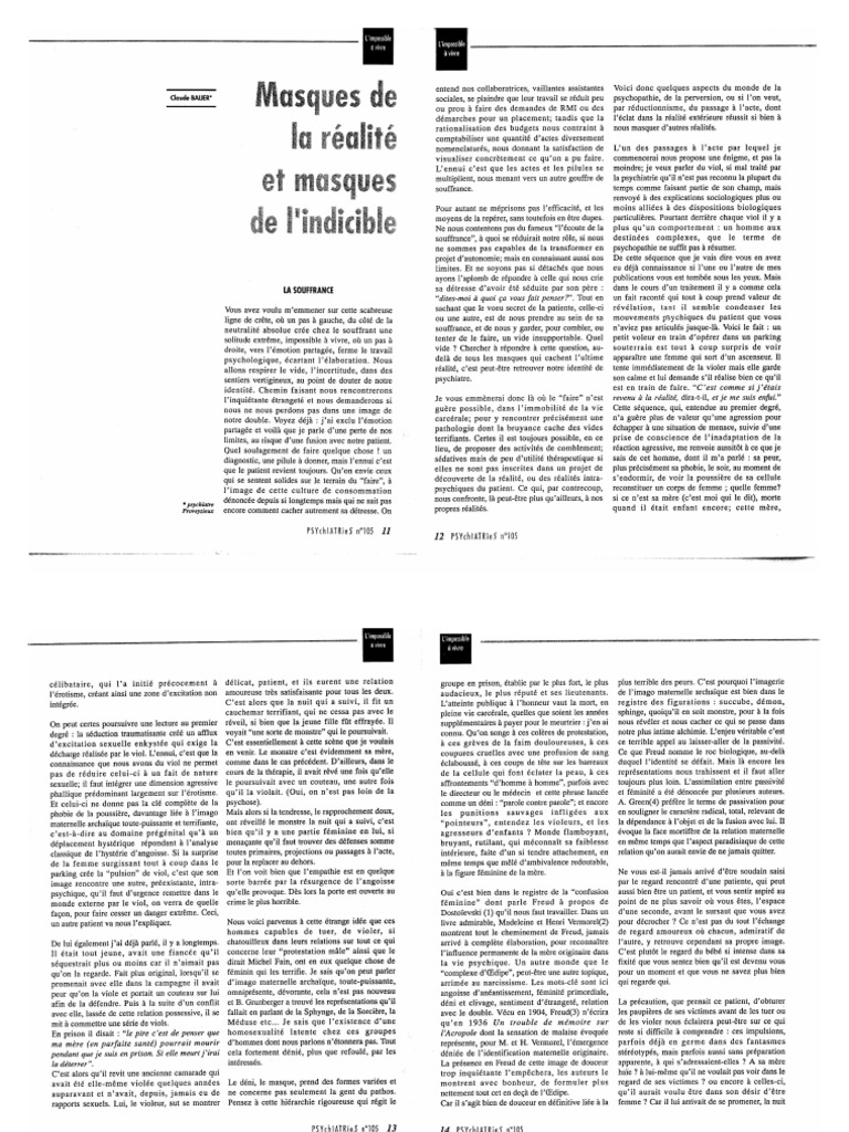 1994 Masques de La Realite Et Masques de L - Indicible | PDF