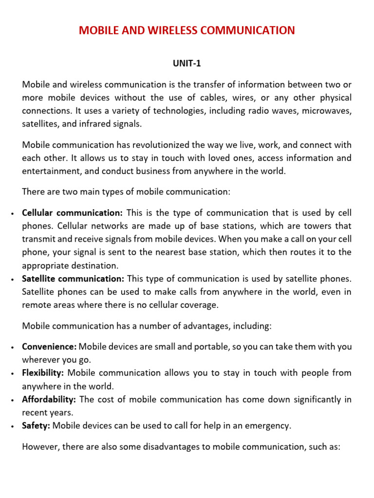 Mobile and Wireless Communication Overview | PDF | Modulation | Antenna ...