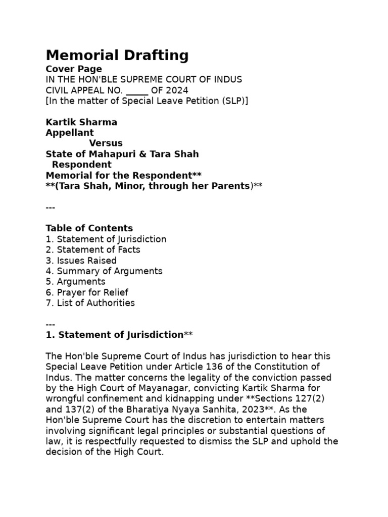 Memorial Drafting | PDF | Miscarriage Of Justice | Appeal