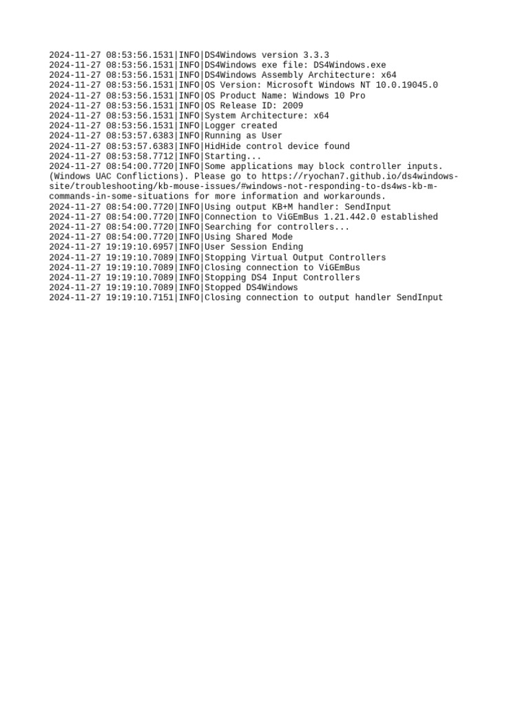 Ds4windows Log 20241127.2 | PDF