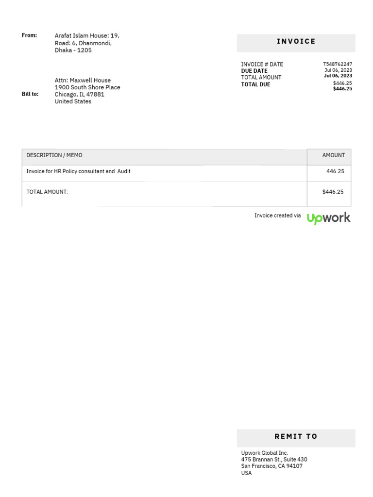 Upwork Invoice | PDF