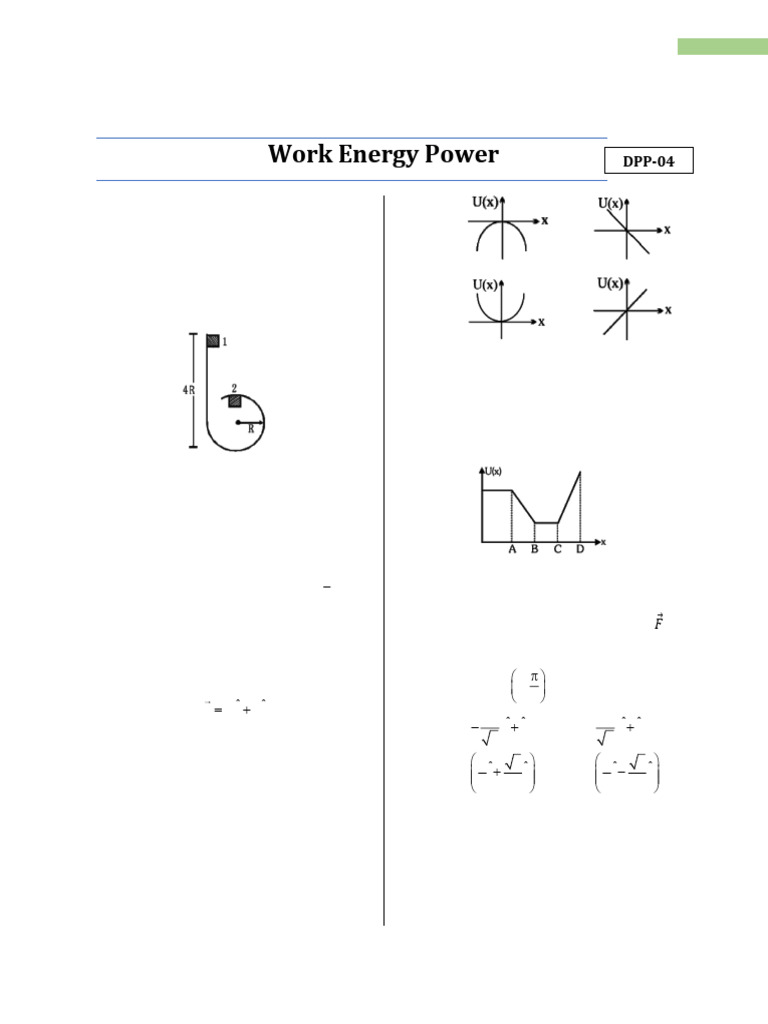 Work Power Energy - DPP 04 | PDF | Force | Metrology