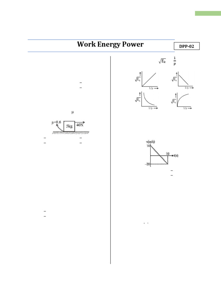 Work and Energy Problems with Solutions | PDF | Force | Momentum