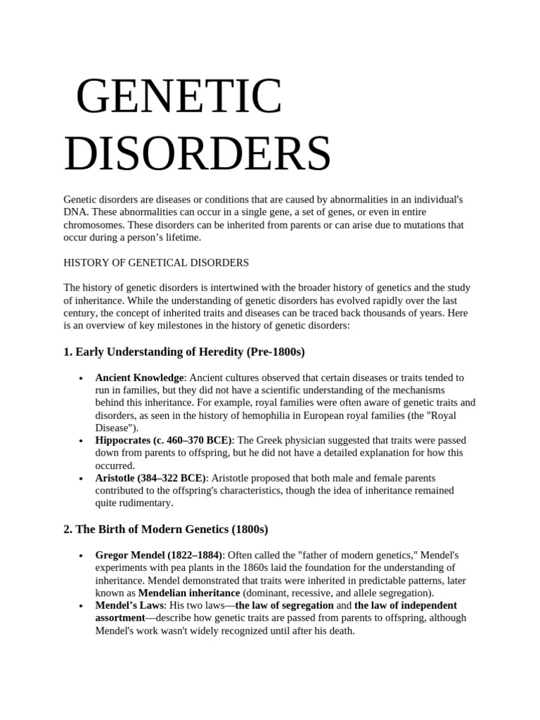 Genetic Disorders Overview | PDF | Genetic Disorder | Heredity