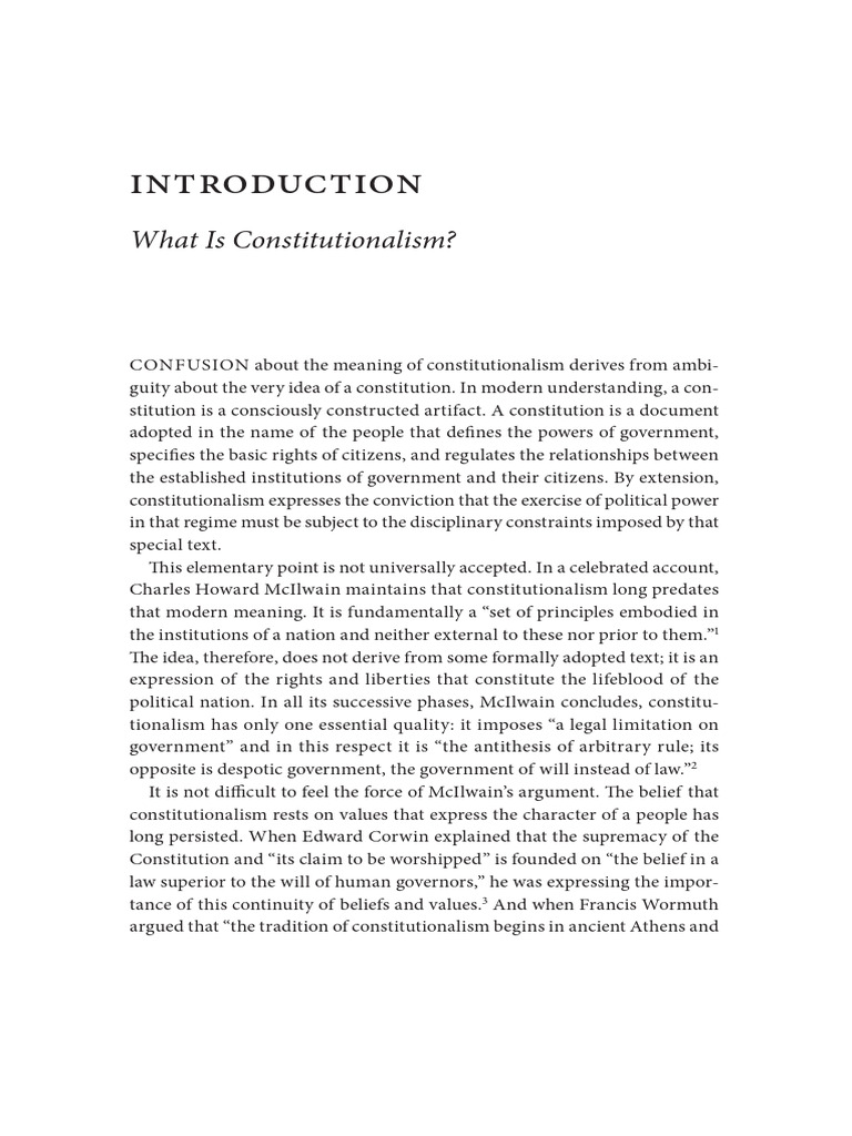Against Constitutionalism - (Introduction What Is Constitutionalism ...