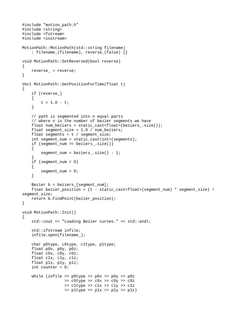 Motion Path Bezier Curve Implementation | PDF