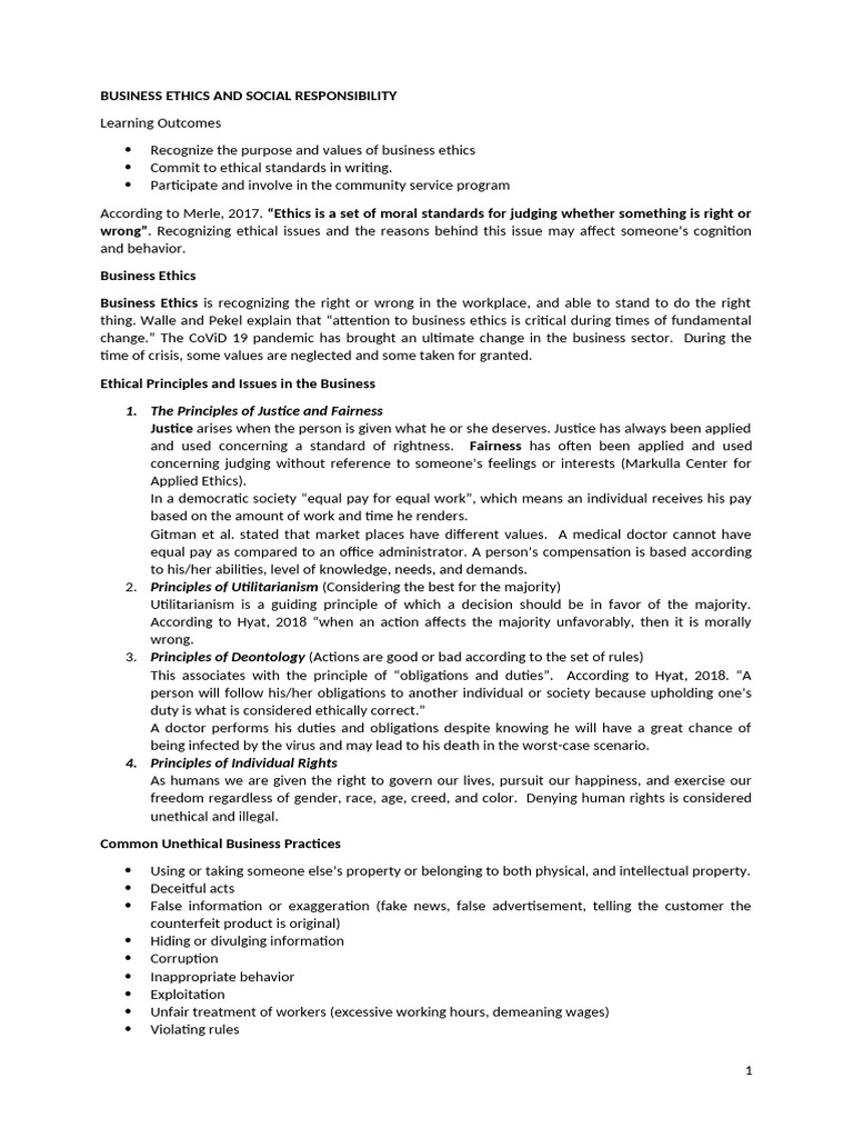 Business Ethics and CSR Overview | PDF | Corporate Social ...