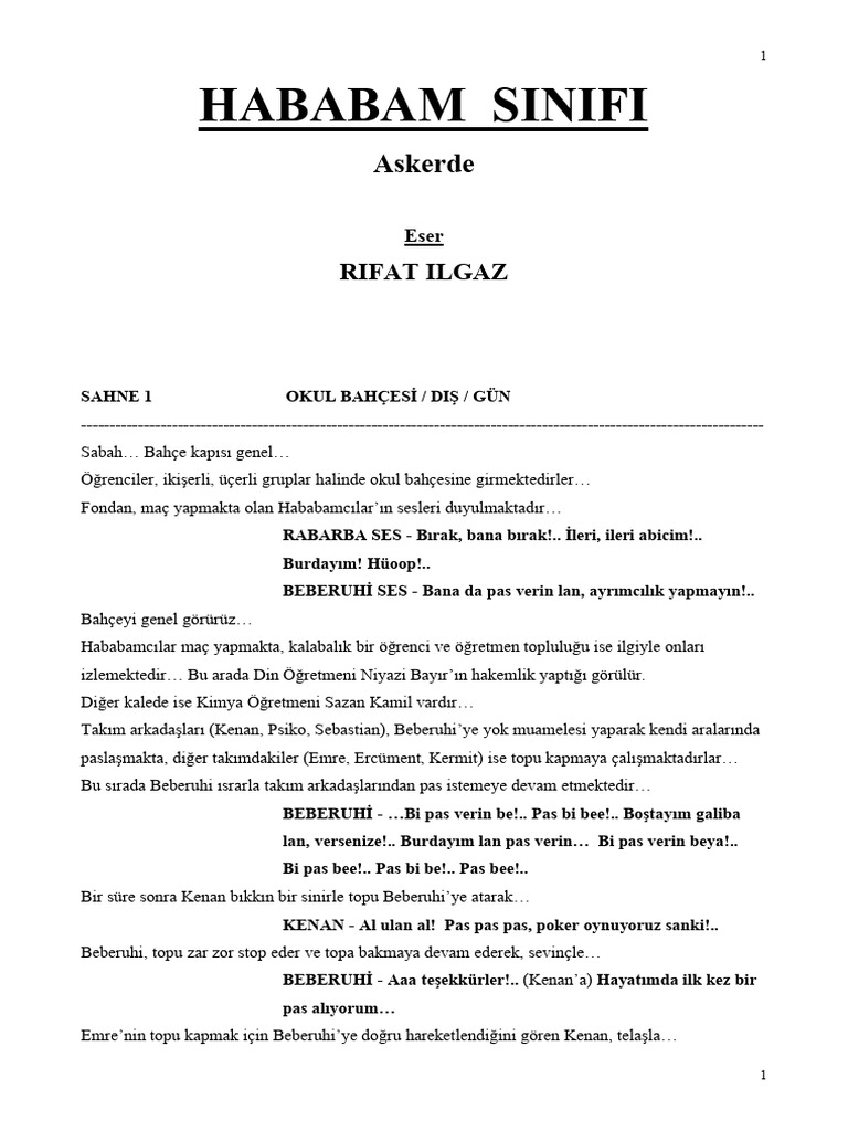 Hababamsinifi Ornek Senaryo | PDF