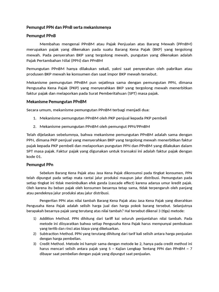 Mekanisme Pemungutan PPN dan PPnBM | PDF