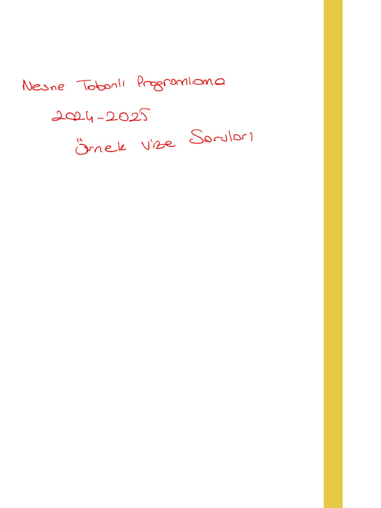 Nesne Tabanlı Programlama Vize Örnek Soruları | PDF