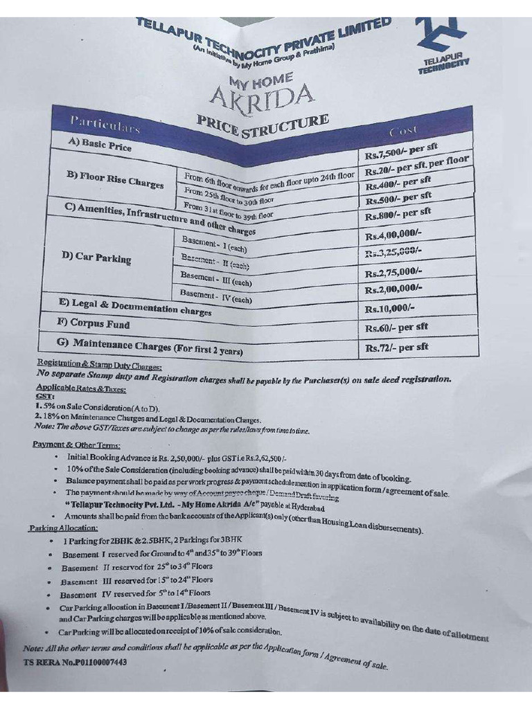 PriceList - My Home Akrida - 99acres | PDF