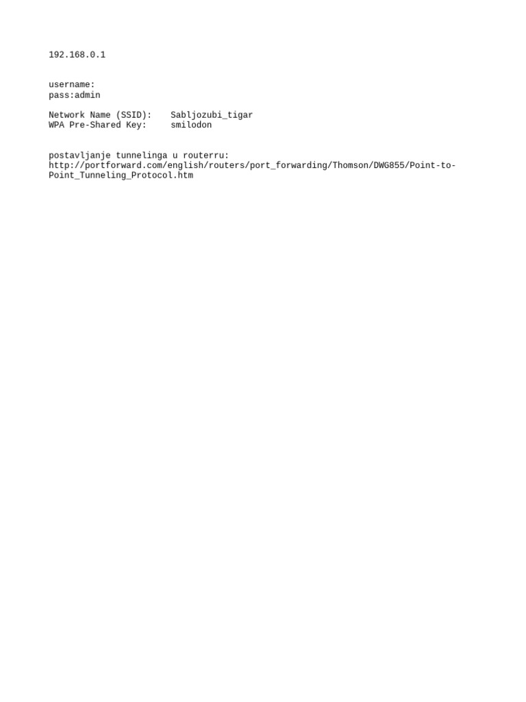 Router Postavke | PDF