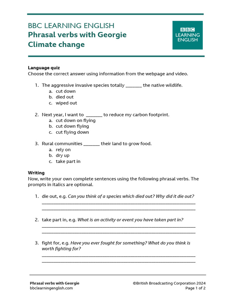 PVWG Climate Change Worksheet | PDF