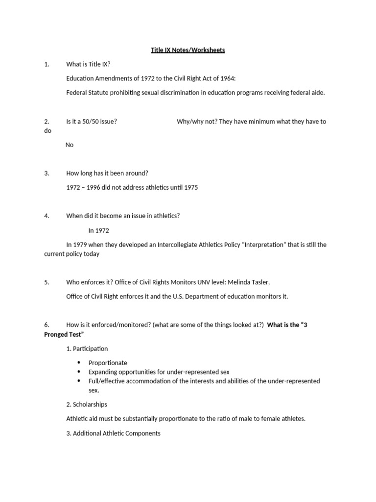 Title IX Worksheet | PDF