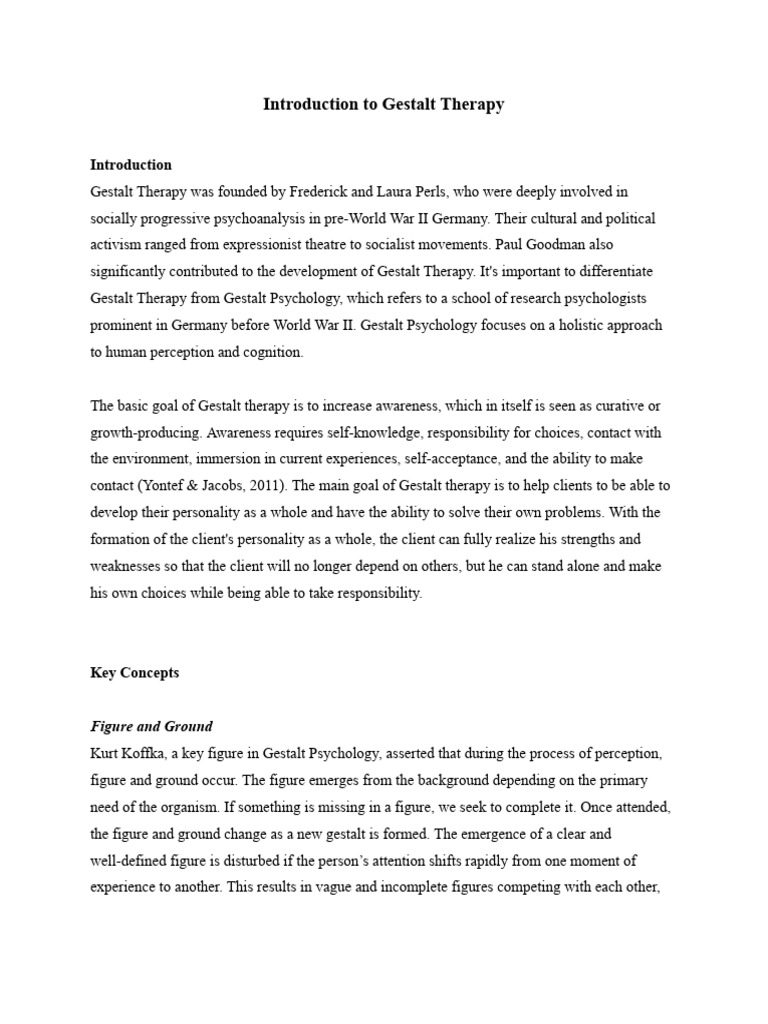 Introduction To Gestalt Therapy | PDF | Gestalt Therapy | Psychotherapy