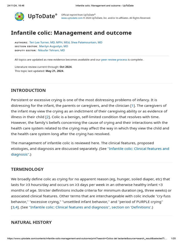 Infantile Colic - Management and Outcome - UpToDate | PDF | Allergy ...