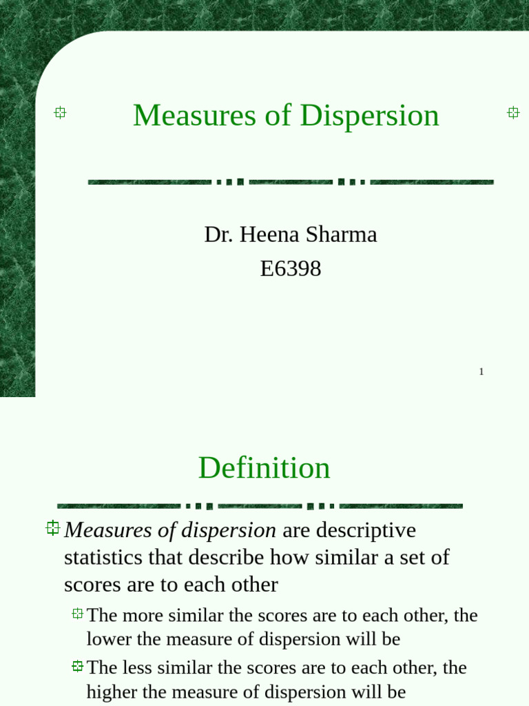 Measures of Dispersion | PDF | Variance | Standard Deviation