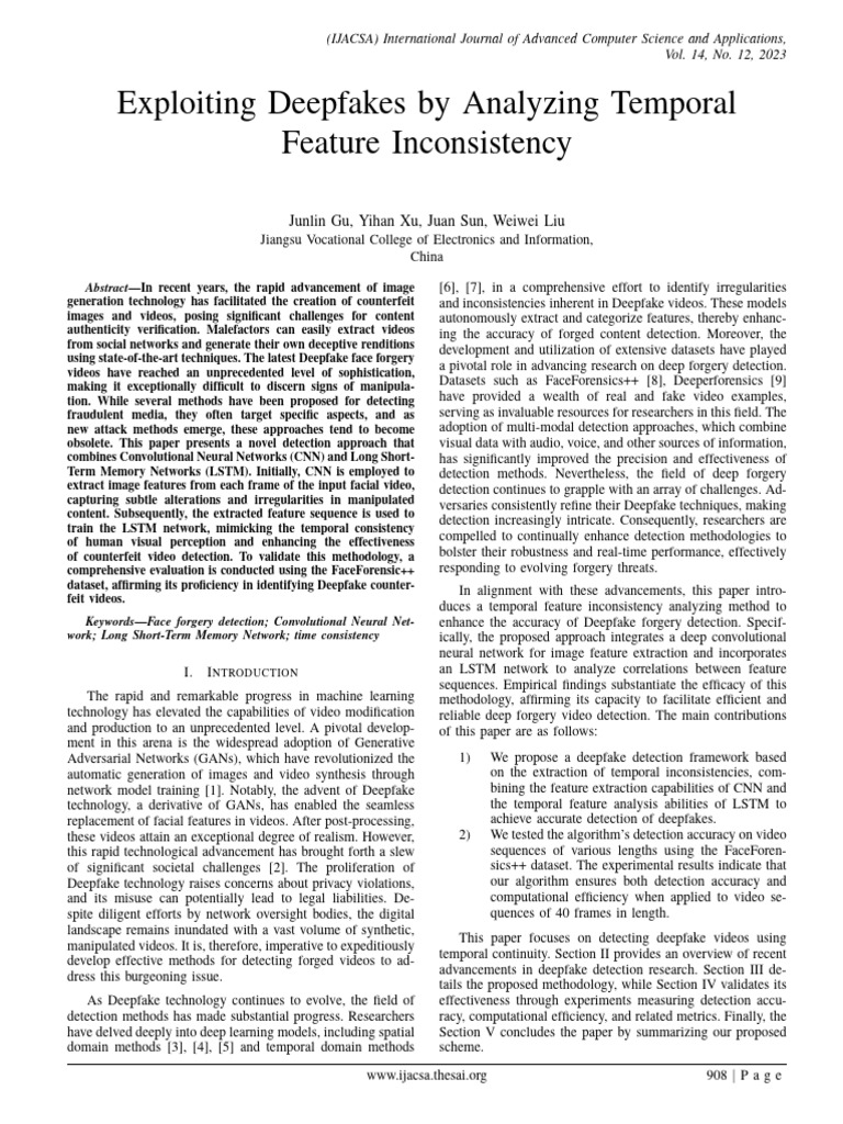 Paper 91-Exploiting Deepfakes by Analyzing Temporal Feature Inconsistency | PDF | Artificial ...