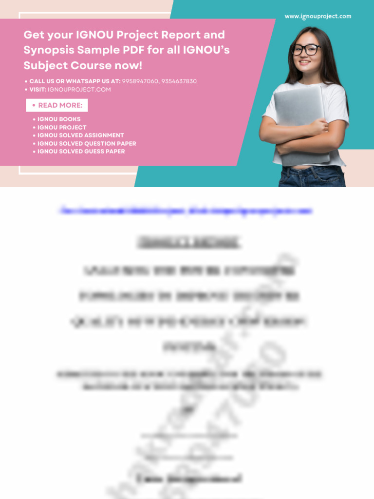 Get Your IGNOU Project Report and Synopsis Sample PDF For All IGNOU's ...