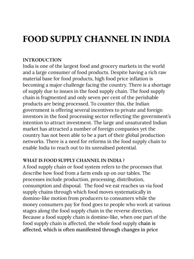 Food Channel Supply in India | PDF | Agriculture | Supply Chain