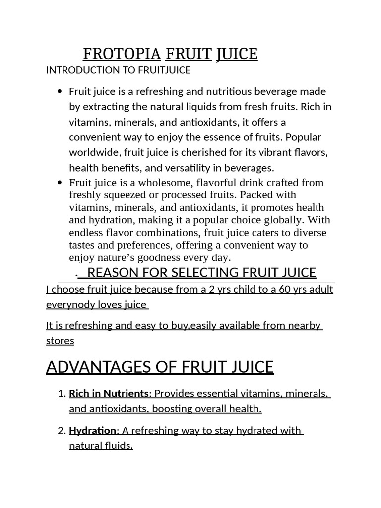 Frotopia Fruit Juice | PDF