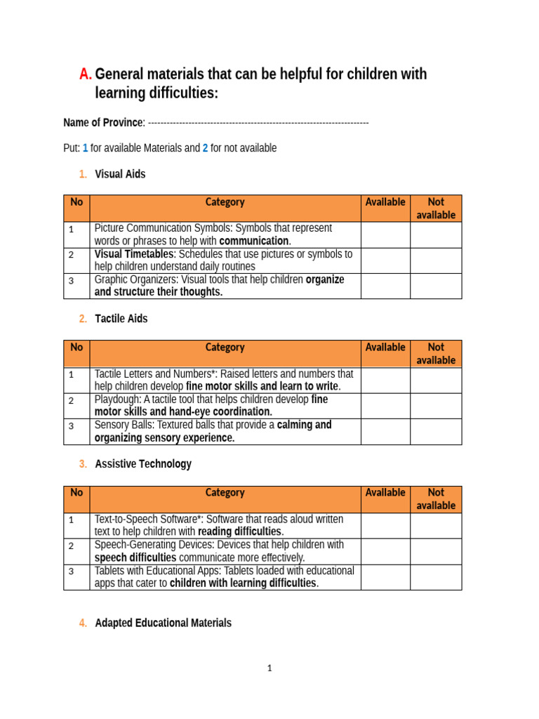 Learning Difficulties Materials in Schools Provinces | PDF | Cognitive ...