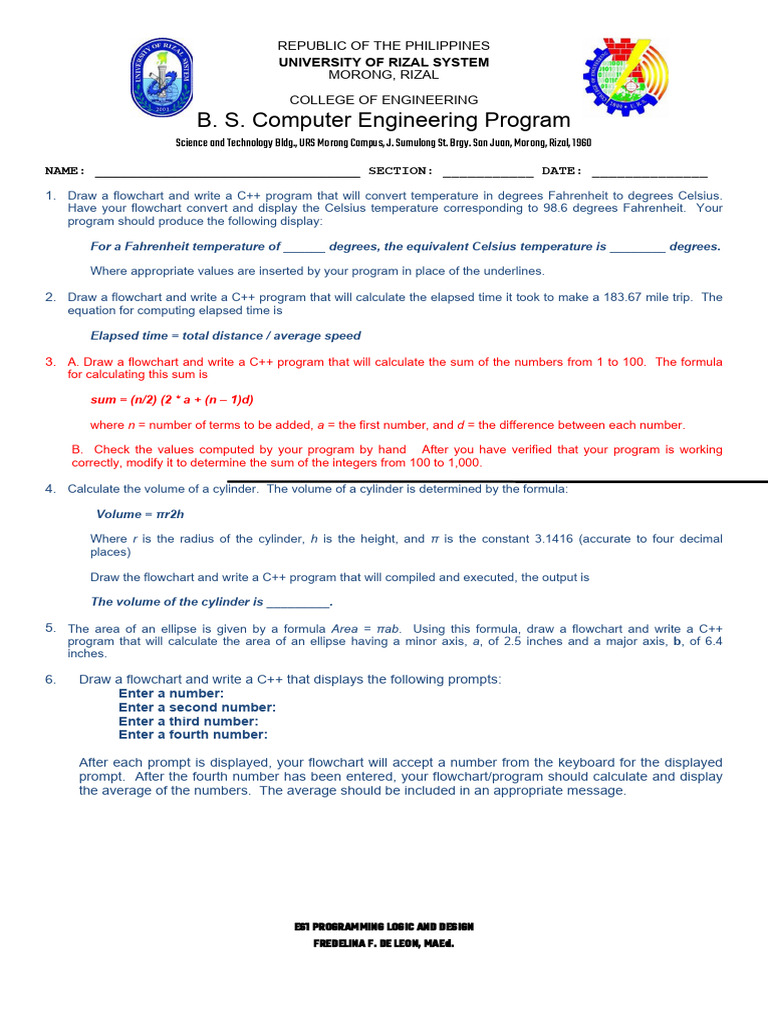 B. S. Computer Engineering Program | PDF | Ellipse | Area