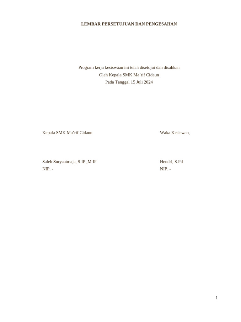 Program Kerja Kesiswaan 2024 2025 | PDF