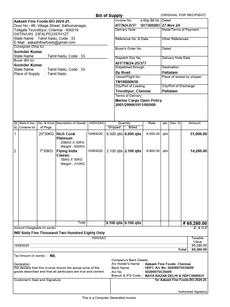 Surinder Kumar Bill No - 377 .... | PDF | Receipt | Invoice