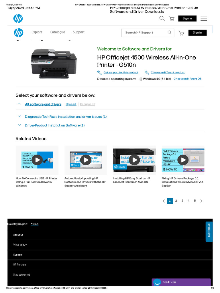 HP Officejet 4500 Wireless All-in-One Printer - G510n Software and ...