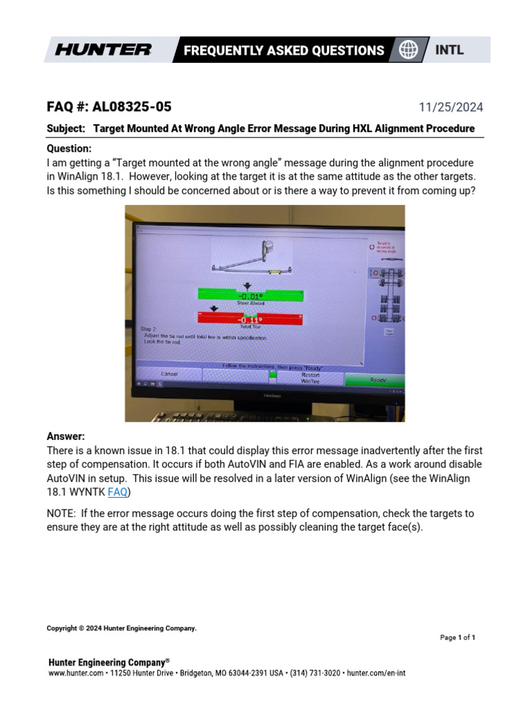 AL08325-05 HXL Target Angle | PDF