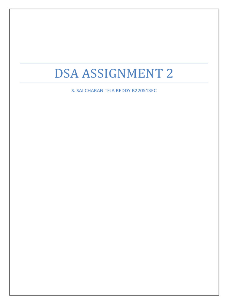 Dsa Assignment 2: S. Sai Charan Teja Reddy B220513Ec | PDF
