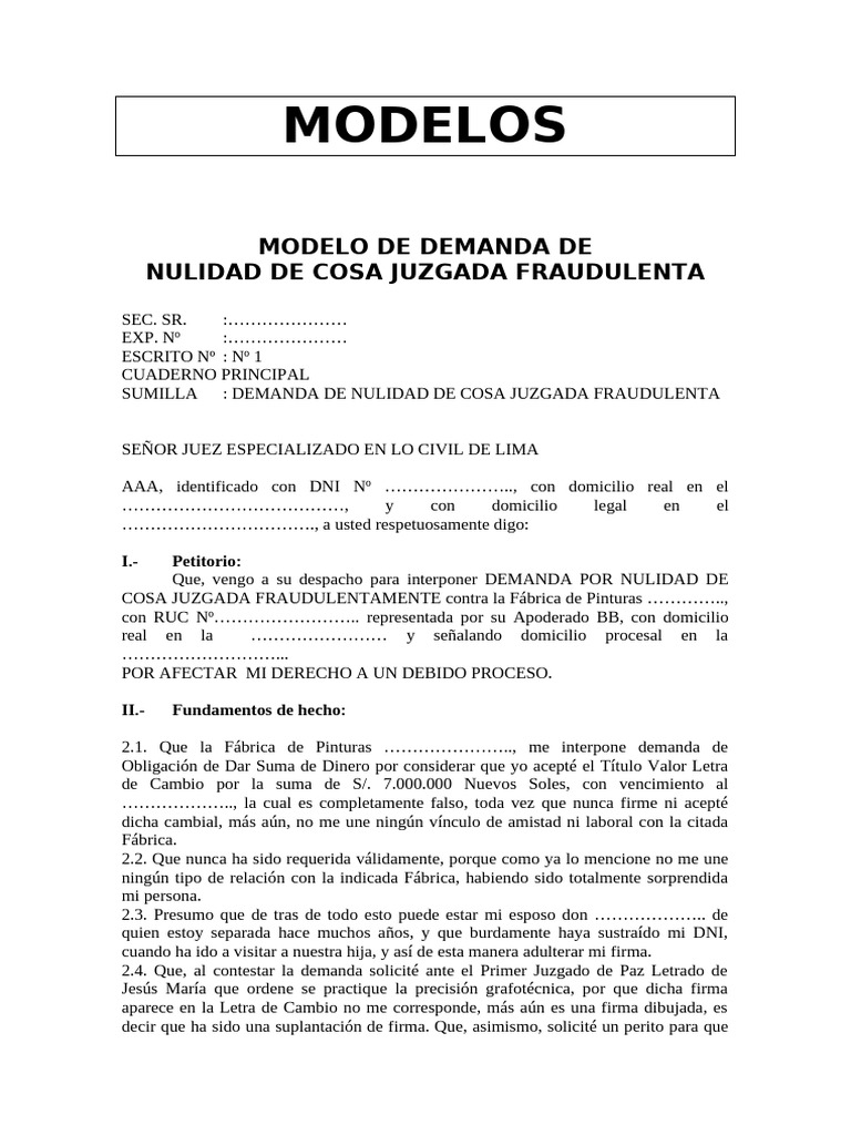 Jurisprudencia y Modelos de NCJF | PDF | Demanda judicial | Ley procesal