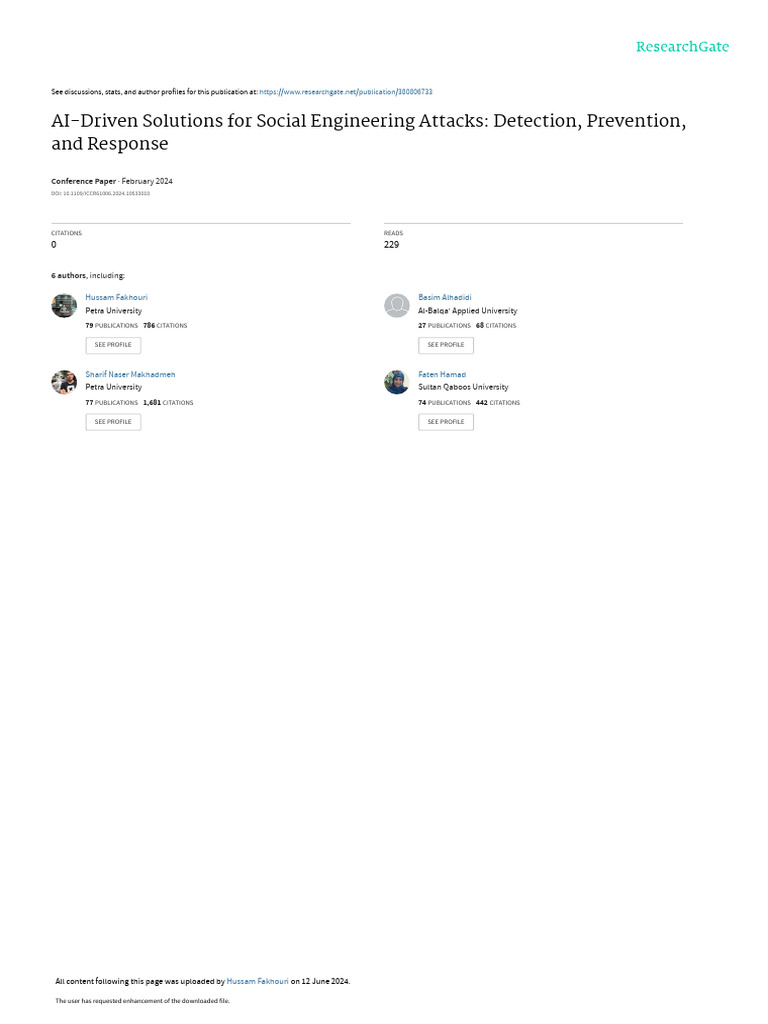 AI Solutions for Social Engineering Defense | PDF | Machine Learning ...