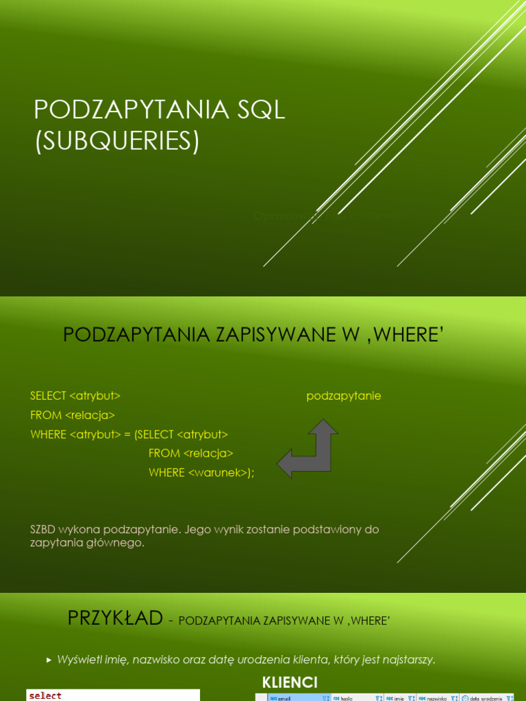 Podzapytania SQL (Subqueries) | PDF