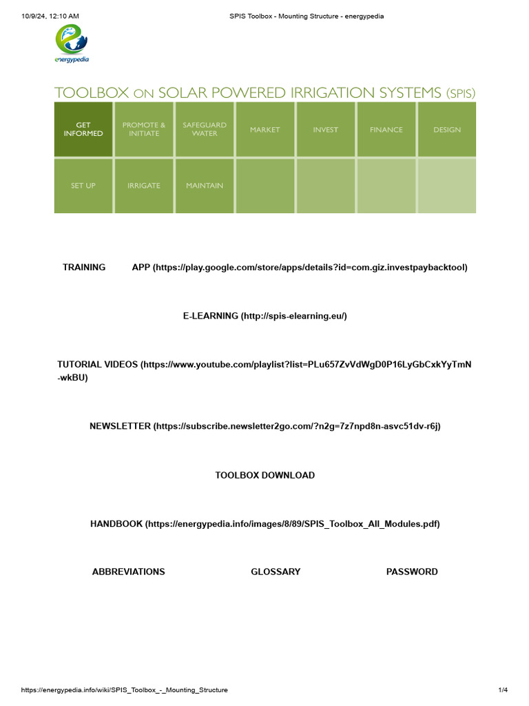SPIS Toolbox - Mounting Structure - energypedia | PDF | Photovoltaics ...