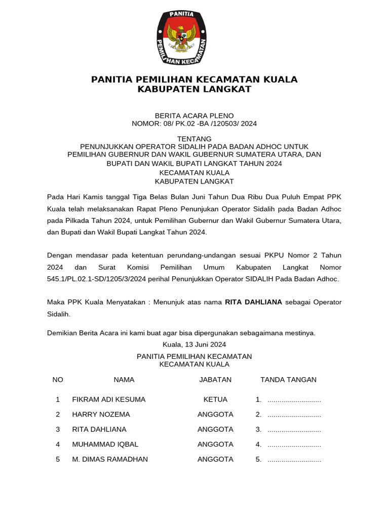 Ba Terbaru Ops Sidalih Pilkada Tahun 2024 | PDF