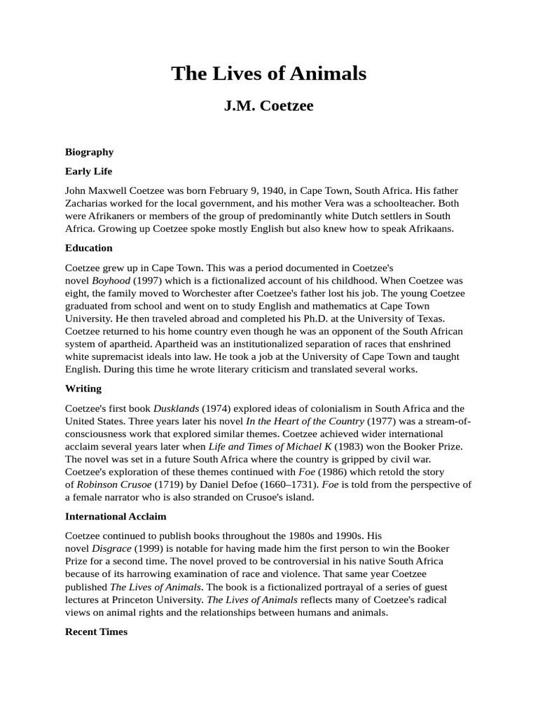 The Lives of Animals | PDF