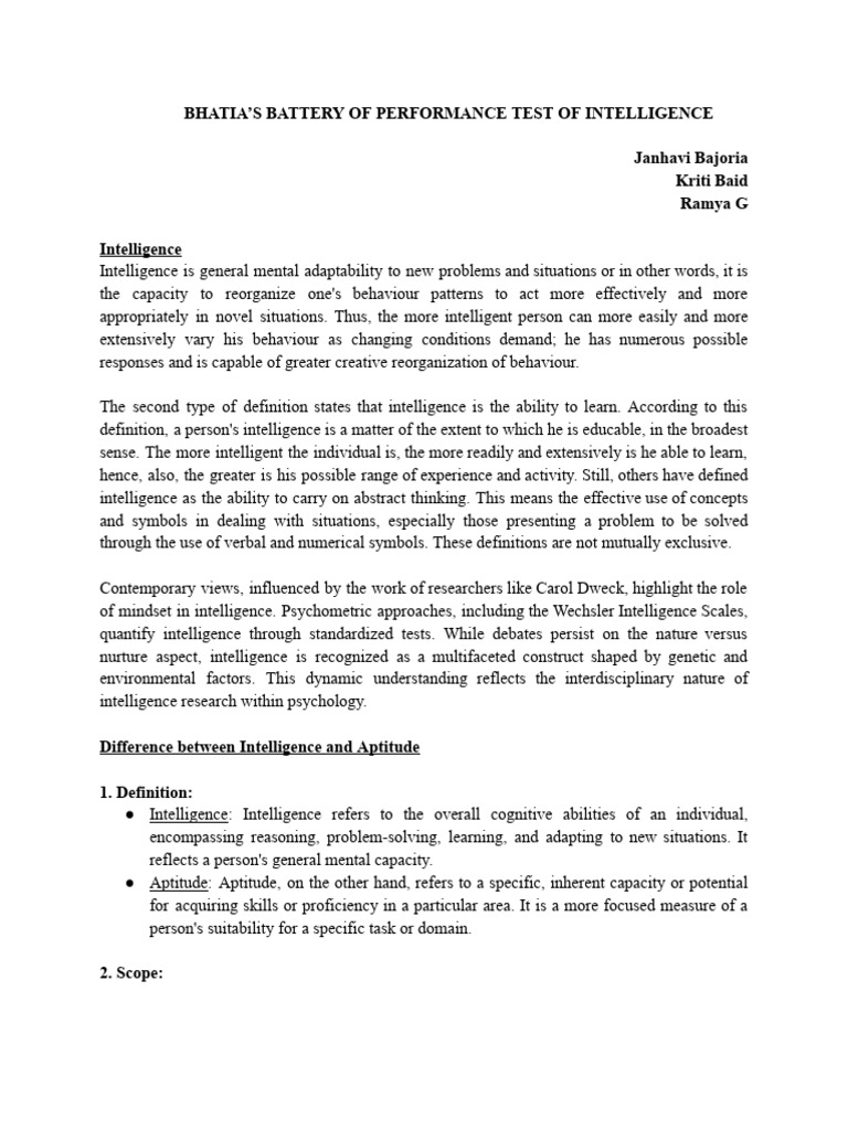 Bhatias | PDF | Intelligence | Intelligence Quotient