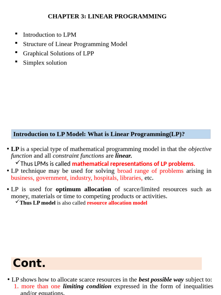Understanding Linear Programming Models | PDF | Mathematical Optimization | Linear Programming