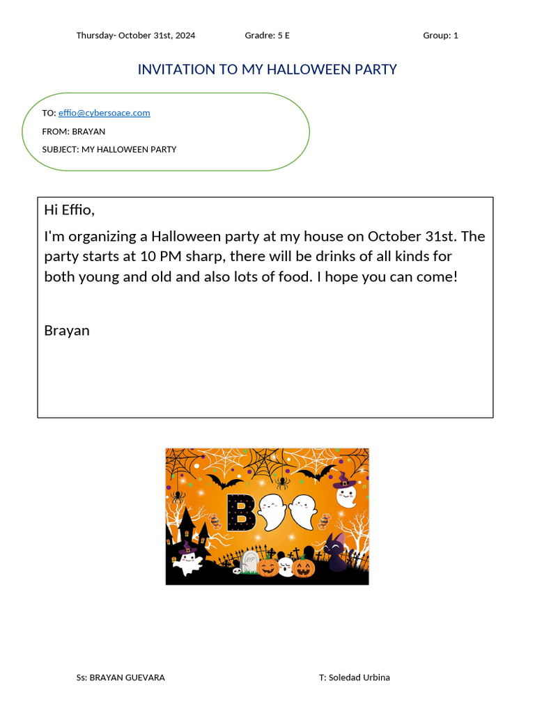 Invitation To My Halloween Party | PDF