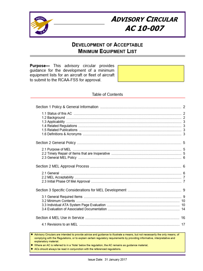 Guidance on Minimum Equipment List Development | PDF | Instrument ...