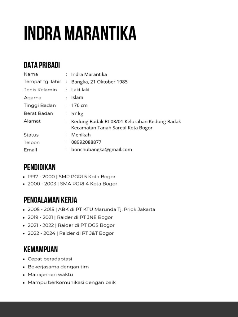 CV Indra Marantika | PDF