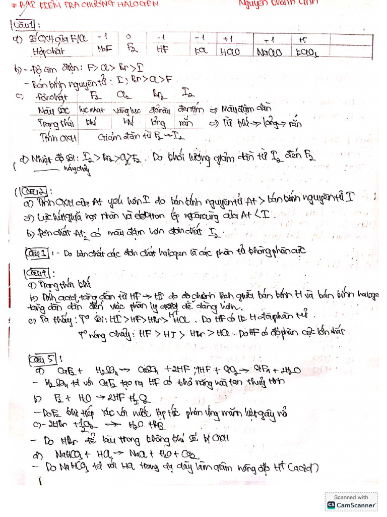 (BÀI KIỂM TRA CHƯƠNG HALOGEN) Nguyễn Khá | PDF