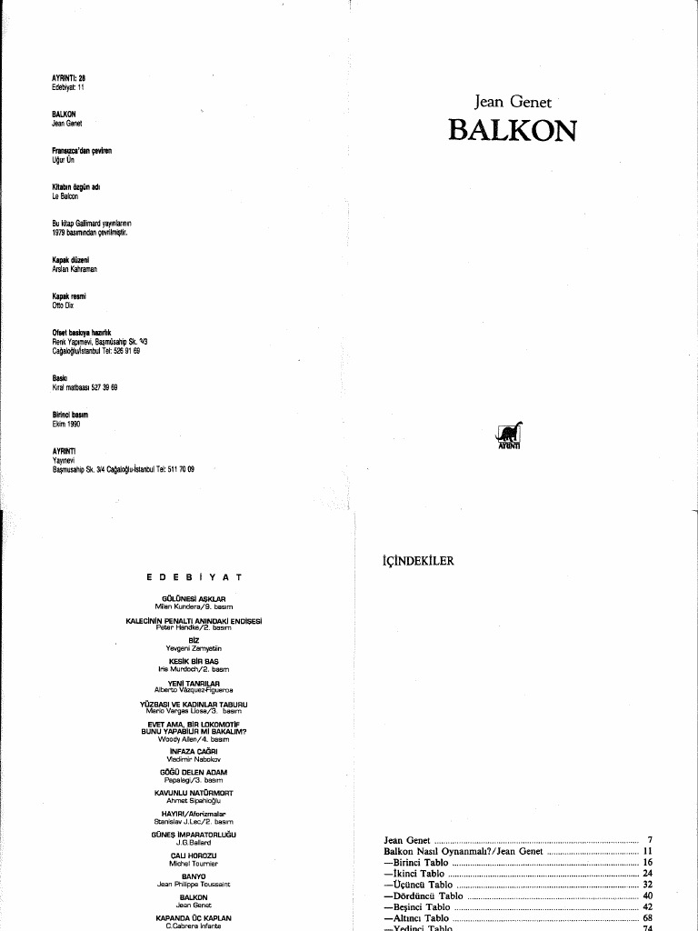 Balkon PDF Yazar Jean Genet | PDF