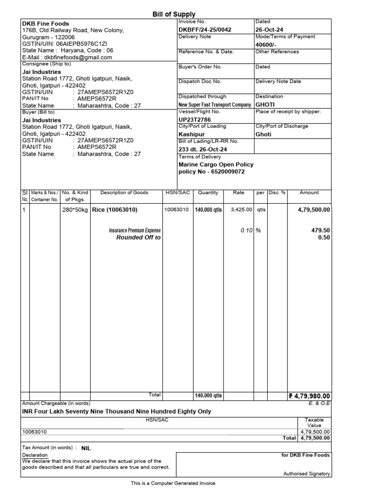 Jai Industries Bill No - 42 - REVISED | PDF